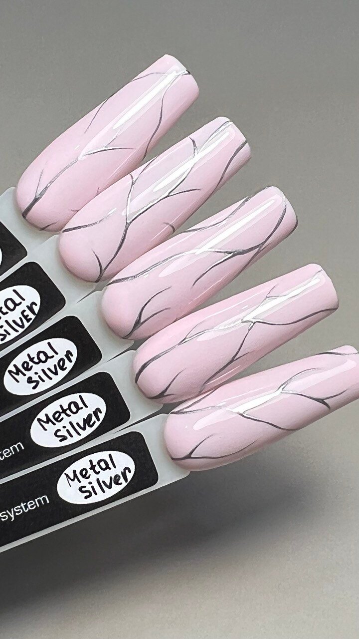 Гель краска для маникюра ногтей жидкий металл серебро, 5 гр