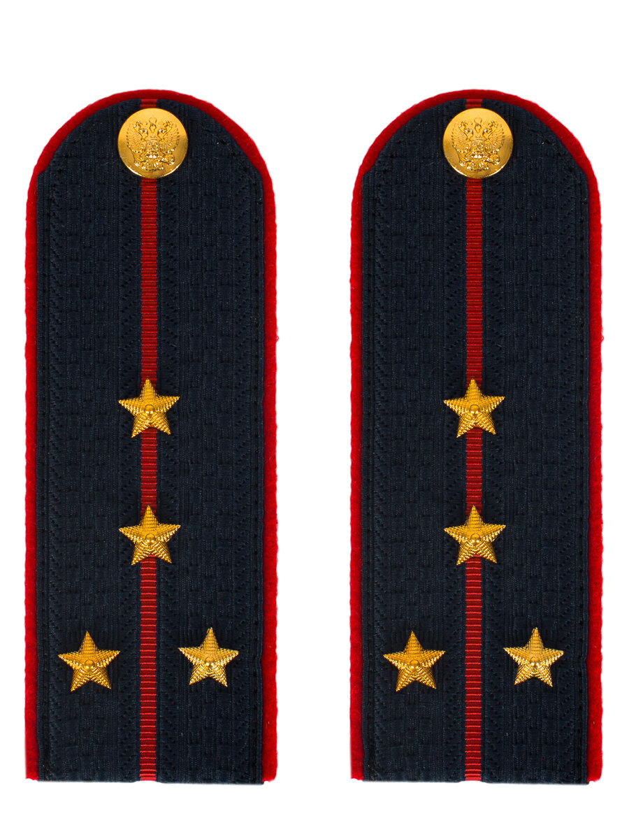 Погоны Полиция в сборе на китель темно-синие Капитан картон 14х5см Пришивные