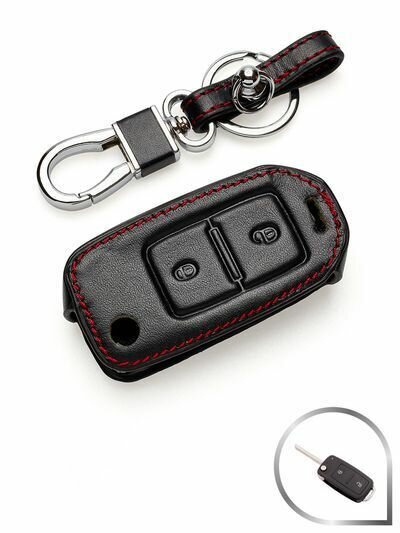 Чехол для ключа красная нить №720 Volkswagen Amarok, Transporter (выкидной)
