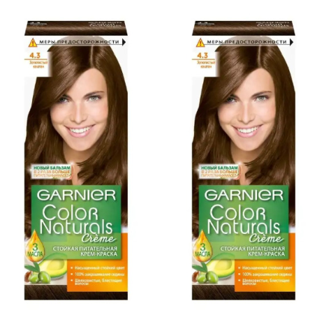 Краска для волос Garnier, Color Naturals, 4.3 золотой каштан, 110 мл. 2 шт.