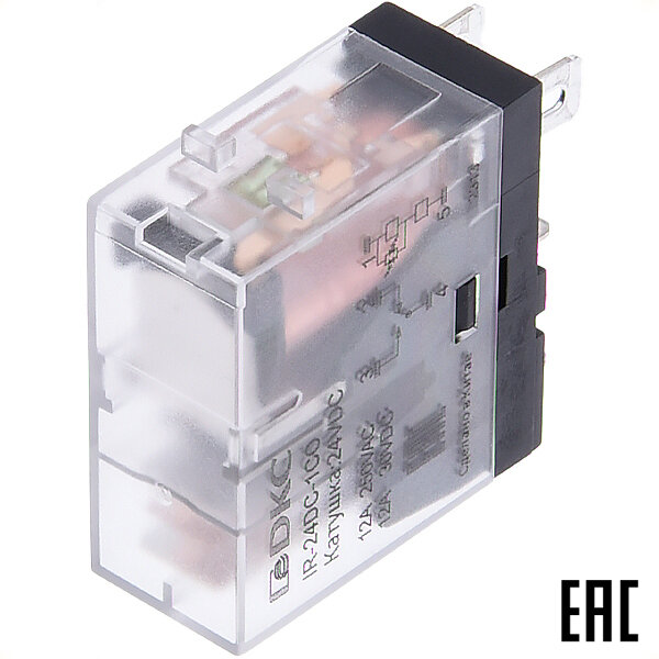 Реле промежуточное IR-24DC-1CO 24В DC 12А 1 переключающихся контакт LED DKC (5 шт. в наборе)