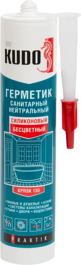 Герметик силиконовый Kudo Praktik нейтральный санитарный бесцветный 260 мл