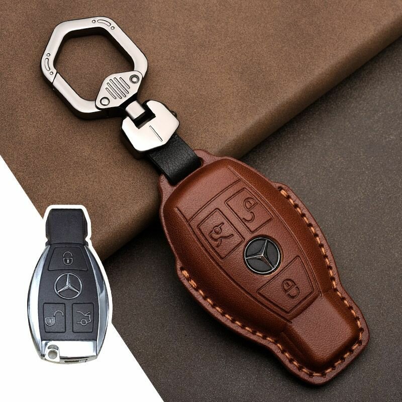 Чехол кожаный для смарт ключа Mercedes-Benz рыбка (3 кнопки)