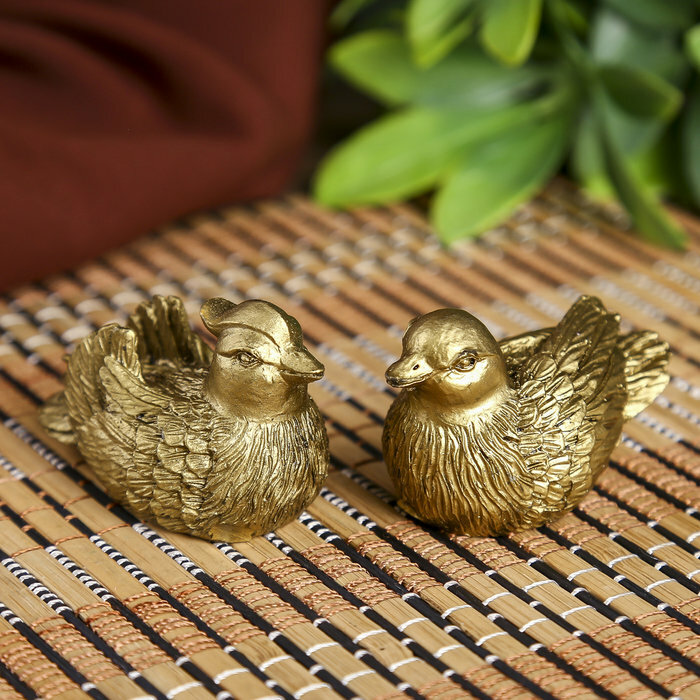 Статуэтка-нэцкэ "Две уточки-мандаринки" из полистоуна (5,5 см)