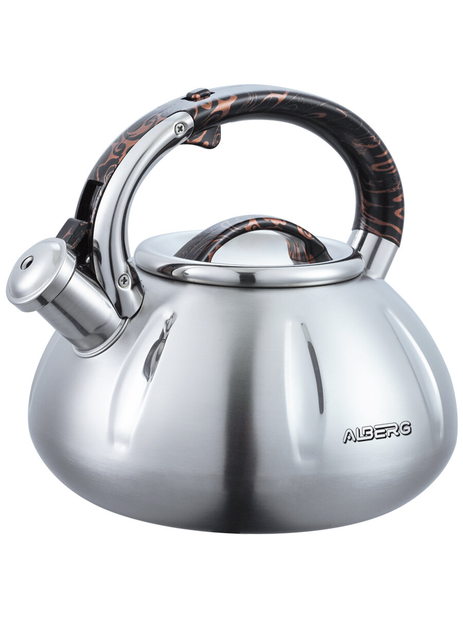 Чайник для плиты со свистком ALBERG AL-3042 3 литра, зеркальная полировка