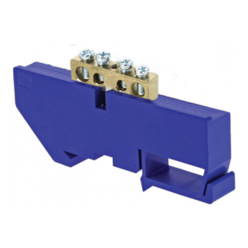 Шина «0» N (6х9мм), 4 отверстия, латунь, изолятор на DIN-рейку EKF PROxima sn0-63-04-d