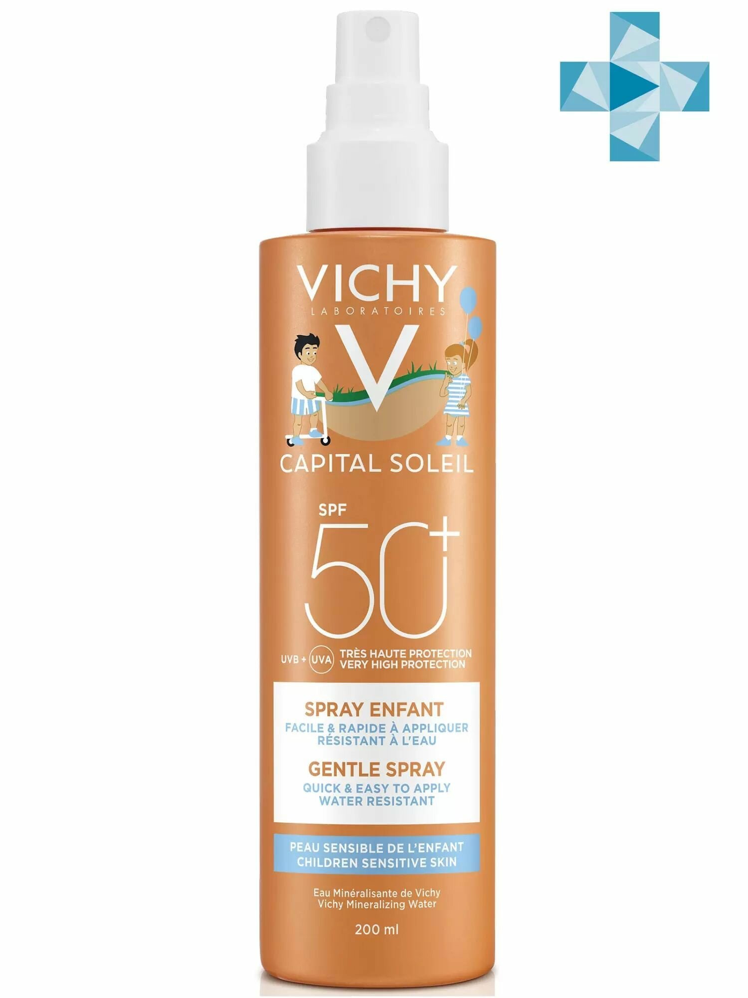Виши Детский солнцезащитный спрей для лица и тела SPF 50+, 200 мл (Vichy, Capital Ideal Soleil)