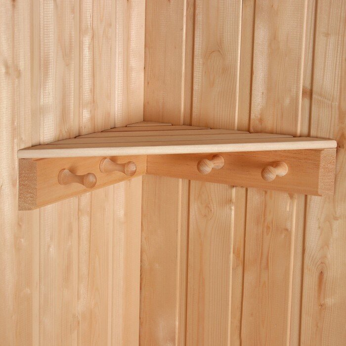 Полка угловая для бани и сауны, деревянная, 4 крючка, «Добропаровъ»