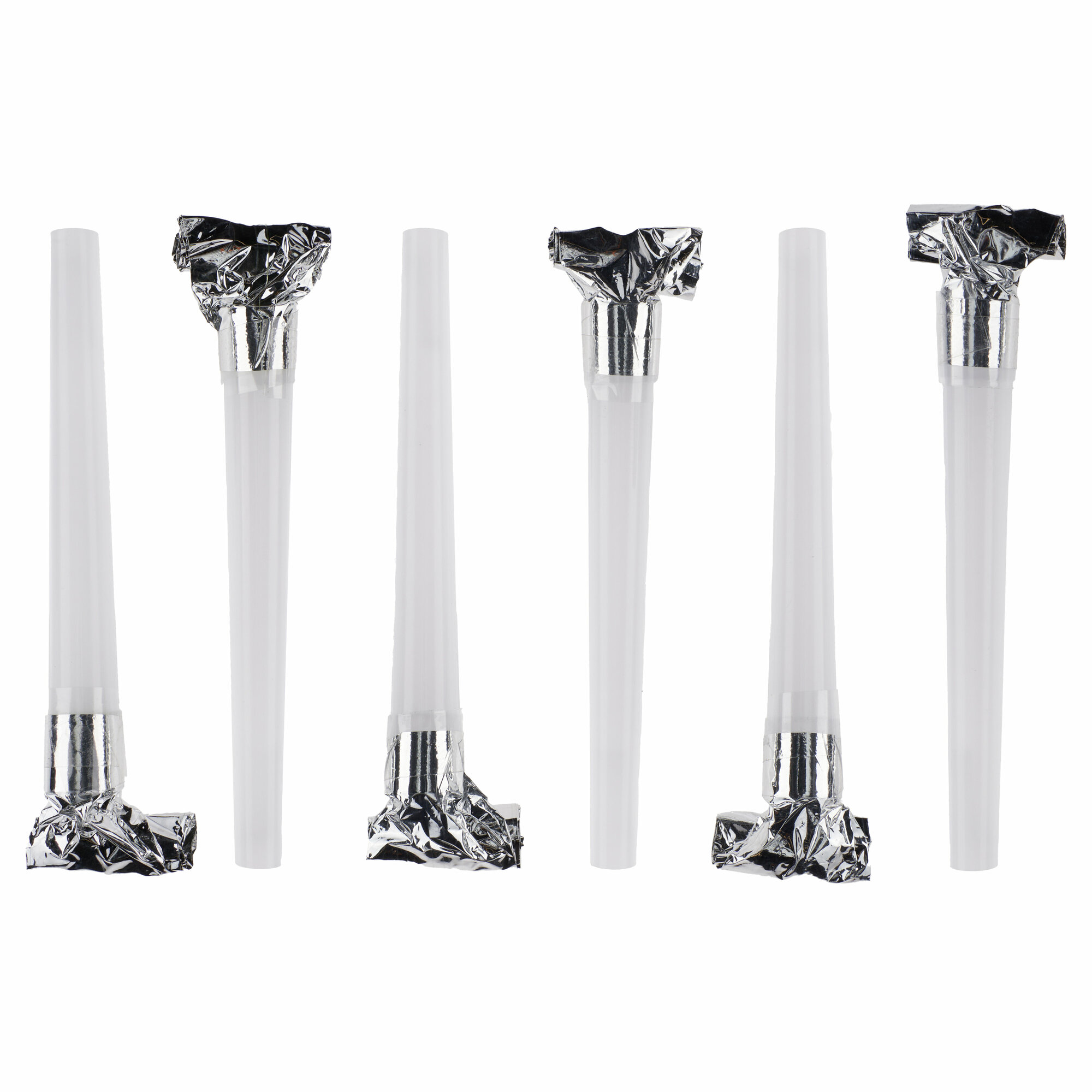 Карнавальные язычки гудки, Шумчики, Белый/Серебро, 11 см, 6