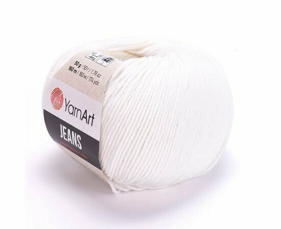 Пряжа для вязания ЯрнАрт Джинс (YarnArt Jeans) цвет 01 белый, 50г/160м, комплект 5 шт