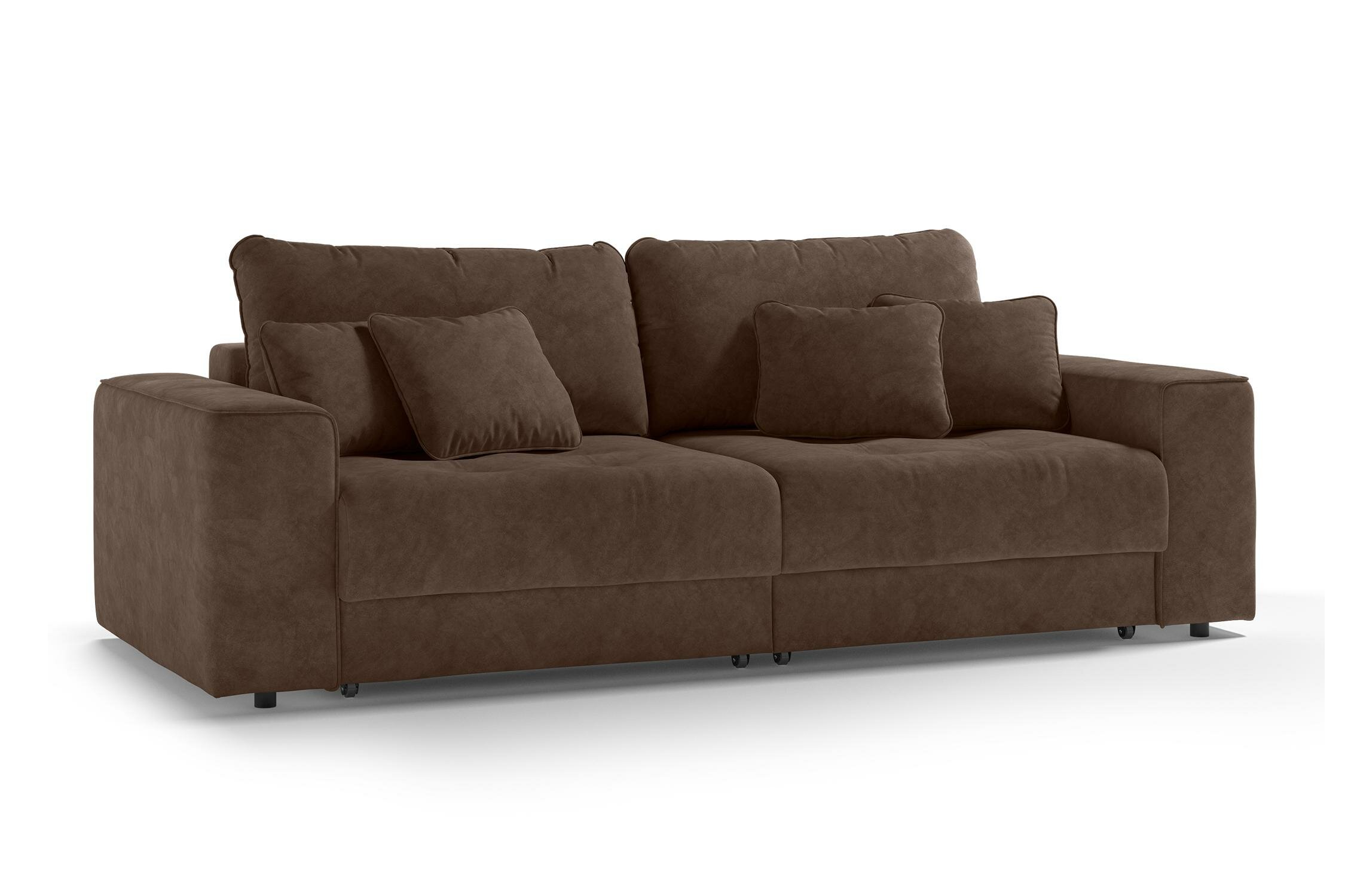 Диван раскладной Нонтон Конте, 250x110x91 см, еврокнижка, велюр коричневый