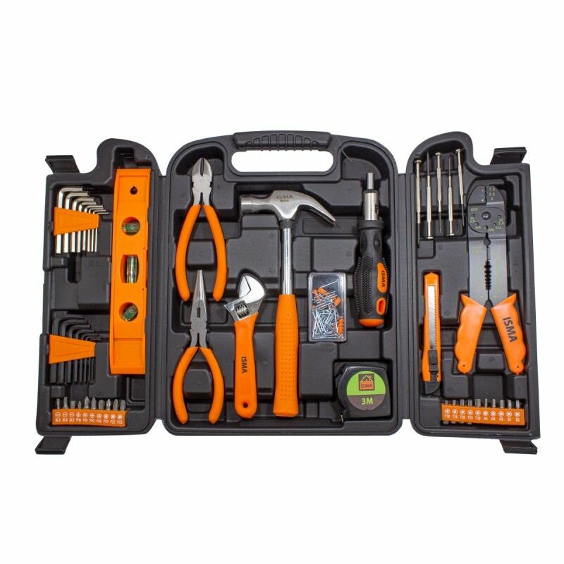 Набор инструментов ISMA, 129 элементов, в кейсе, хромованадиевая сталь