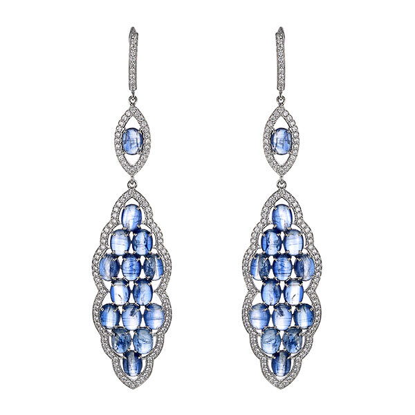 Серьги, серебро, 925 проба, кианит