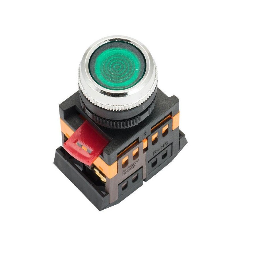 Кнопка управления нажимная без фиксации зеленая iEK ABLFS-22 230V d22мм 7.5A 1з+1р