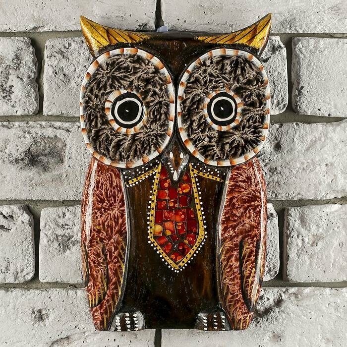 Настенное панно «Сова с галстуком», 25×16×2 см, микс