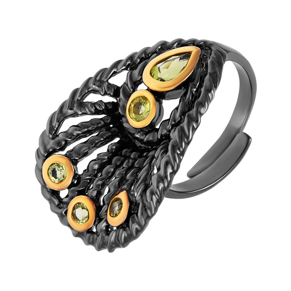 Кольцо, серебро, 925 проба, перидот