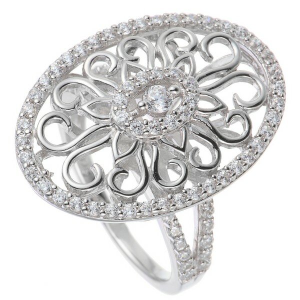 Кольцо, серебро, 925 проба, фианит
