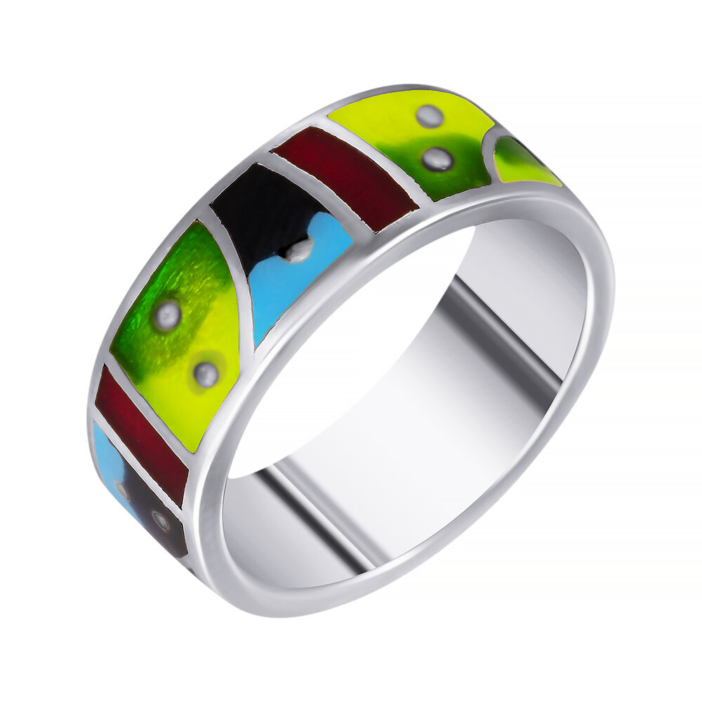 Кольцо, серебро, 925 проба, эмаль