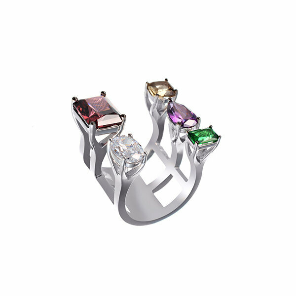 Кольцо, серебро, 925 проба, фианит