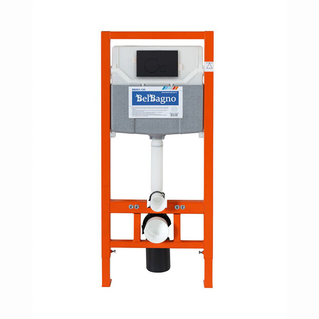 Инсталляция для унитаза BelBagno BB001-120 с кнопкой BB017-SR-NERO. M черный матовый