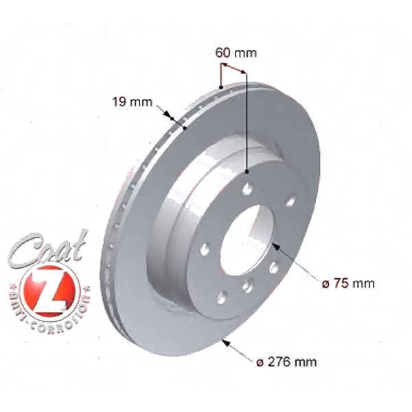 ZIMMERMANN 150.1283.20 (34211162315 / 34211165211 / 34216855155) диск торм BMW (БМВ) e36 / e46 95- зад вент 276