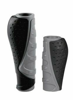 Ручки на руль для велосипеда грипсы H301 резина, 2-х компонентные, для грипшифт (135+92мм) черно-серые