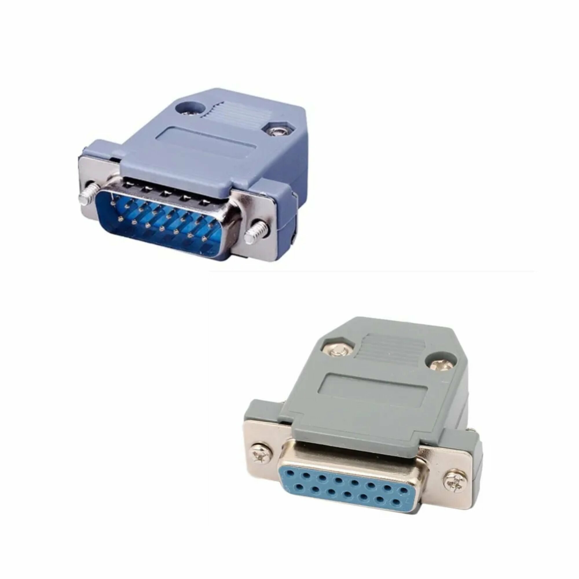 Разъемы DB15F (Female) + DB15M (Male) пайка на кабель с корпусом