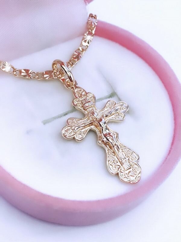 Крестик, искусственный камень, циркон