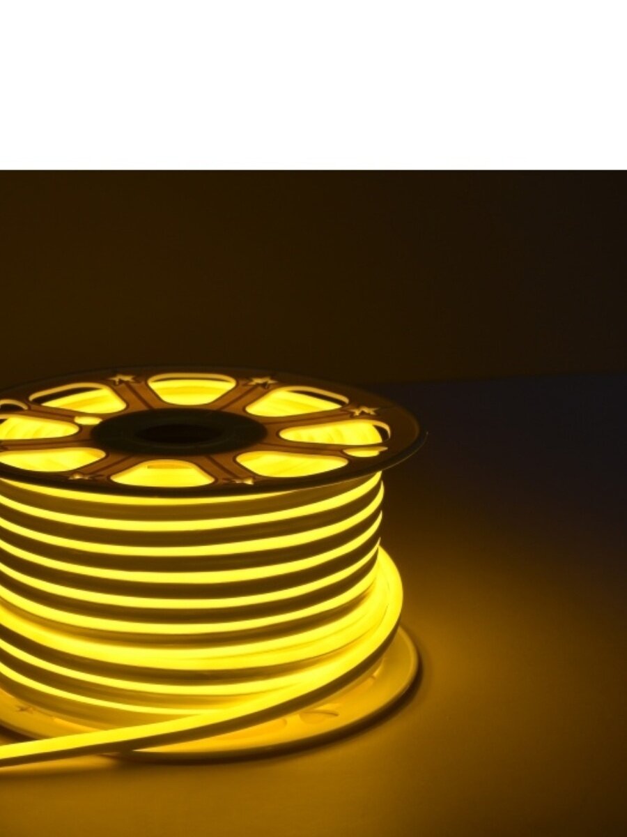 Гибкая неоновая лента 5 метров , гибкий неон уличный IP 65 желтый ,12 вольт