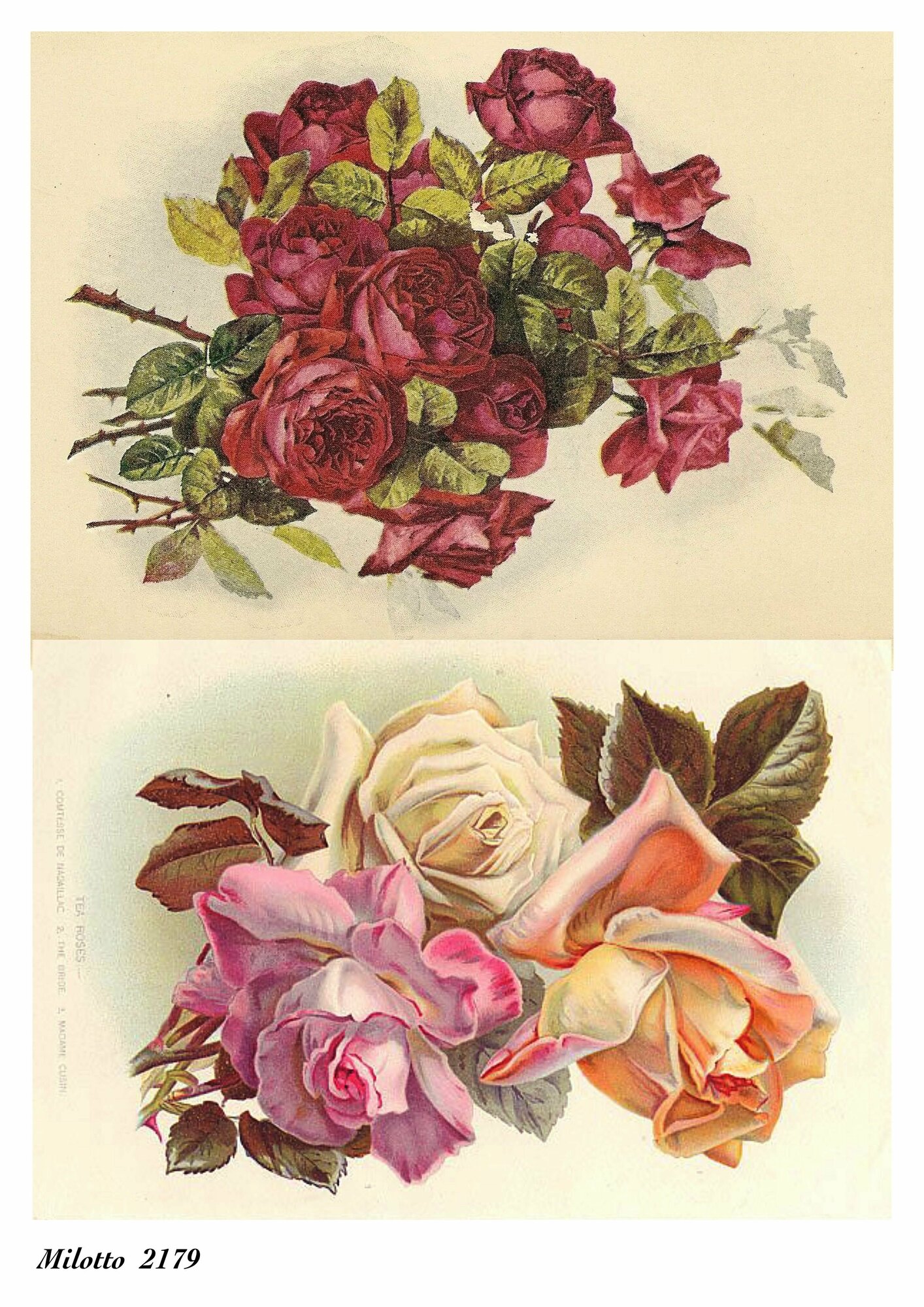 Декупажная карта А4 рисовая бумага цветы розы 2179