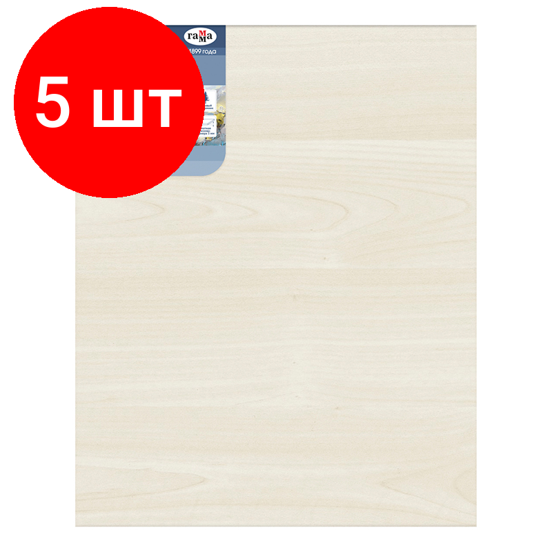 Комплект 5 шт, Планшет фанера 40*50см Гамма "Студия", негрунтованный