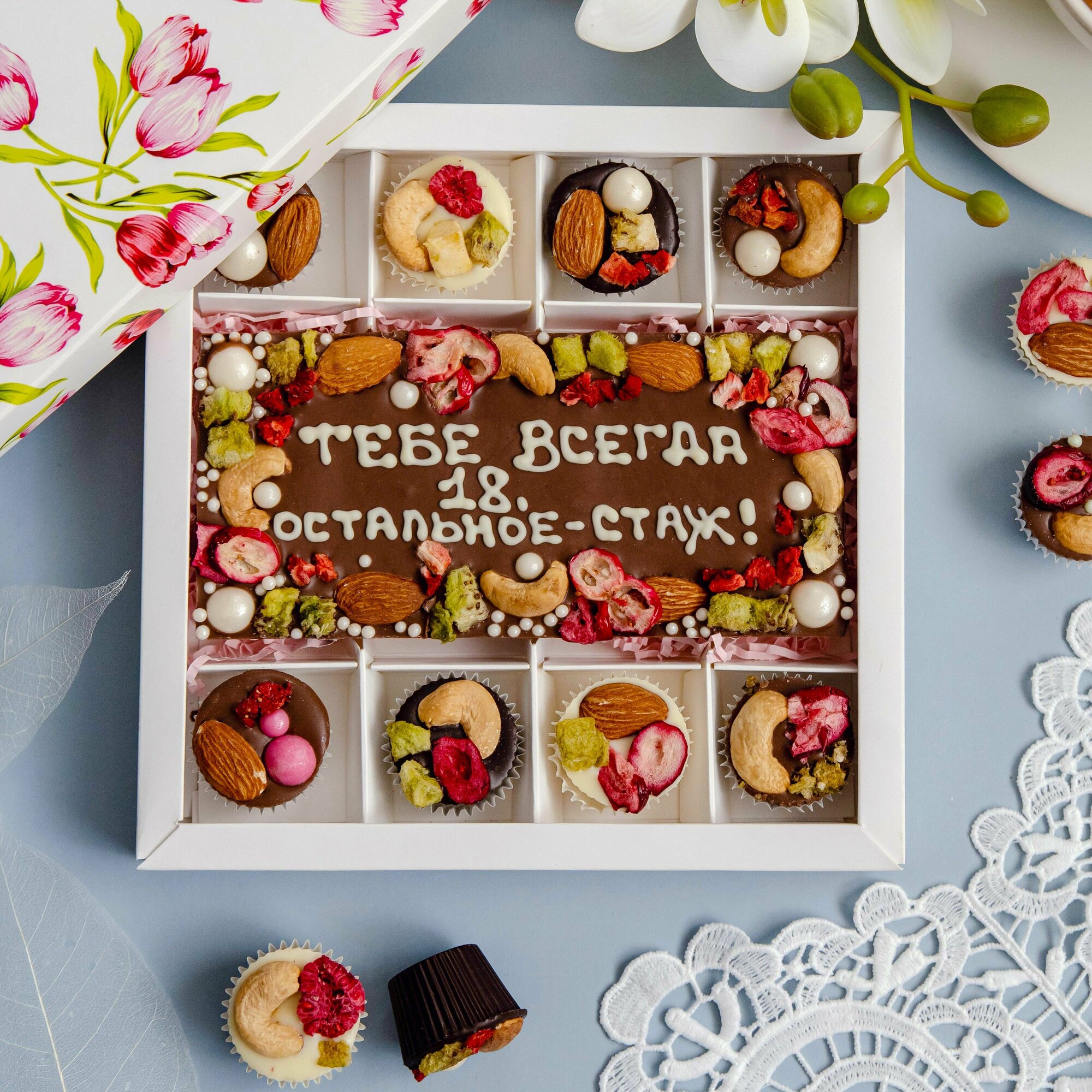 Прикольный шоколадный подарок подруге на день рождения, совершеннолетие