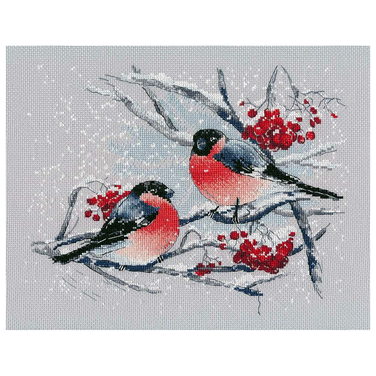 Набор для вышивания крестом Овен На рябине снегири, 1522, 20*25 см