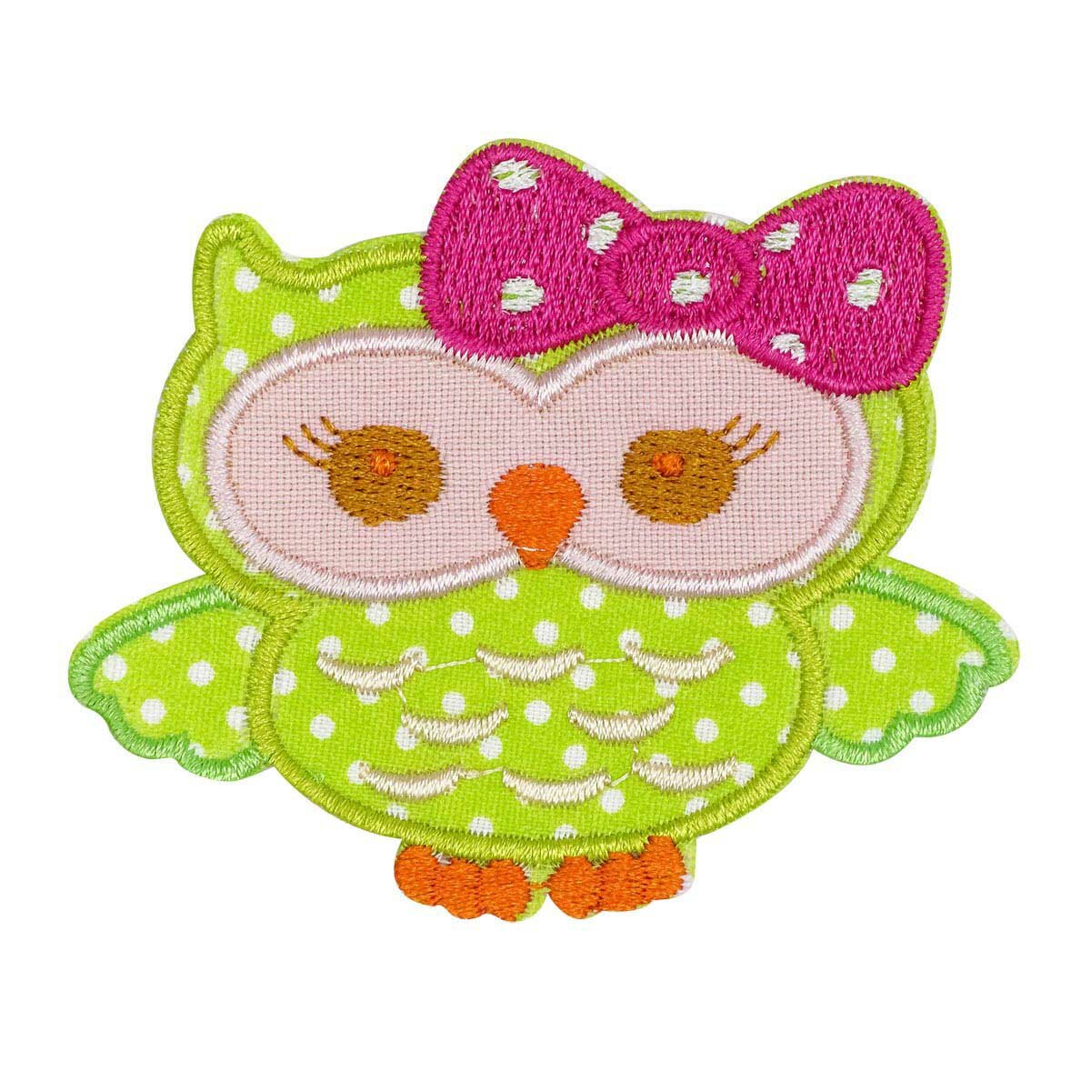 Термоаппликация на одежду 'Совушка', размер 6×7 см, цвет зеленый, 1 штука