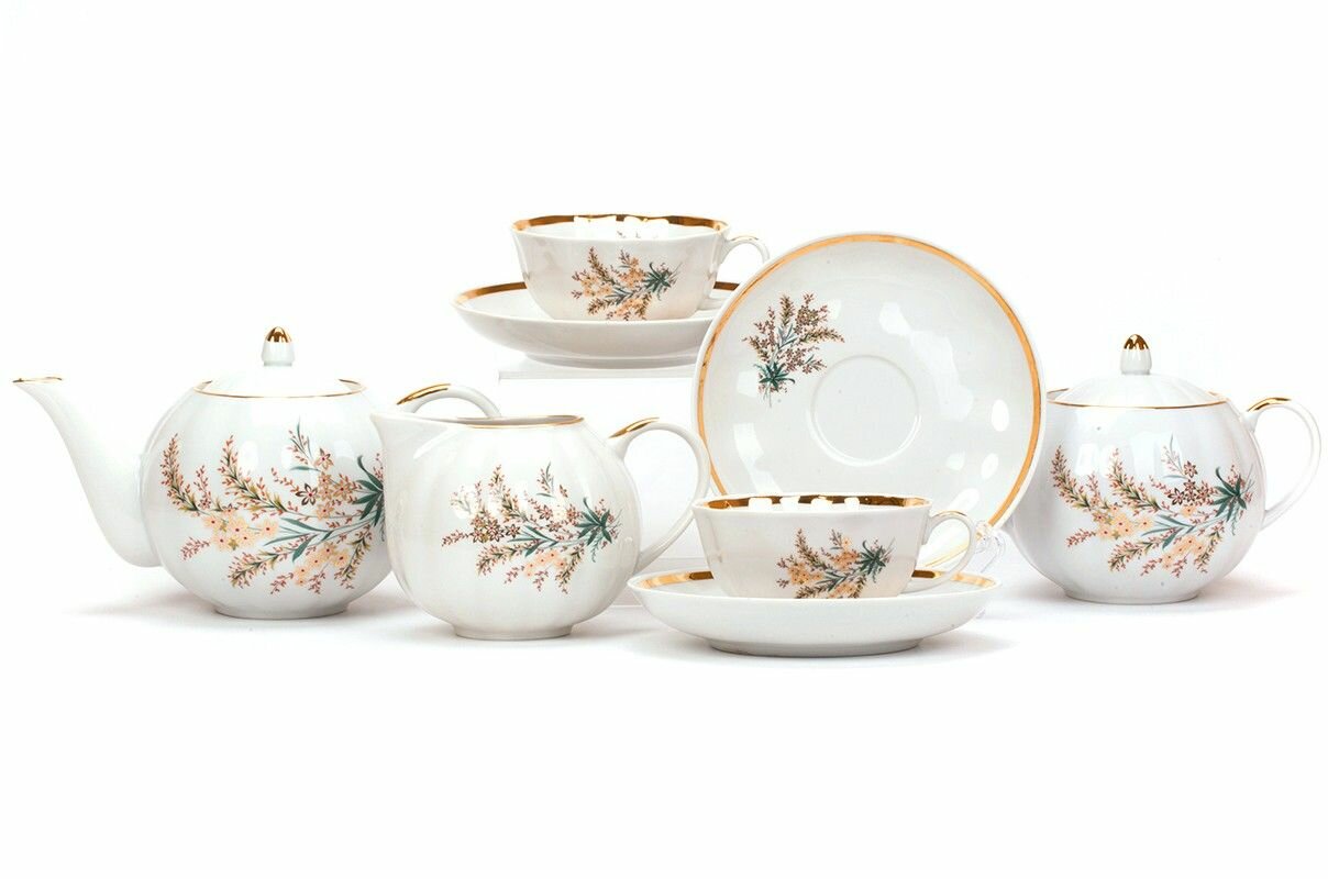 Сервиз чайный фарфоровый (15 предметов) Дулево ф. Тюльпан "Нина"