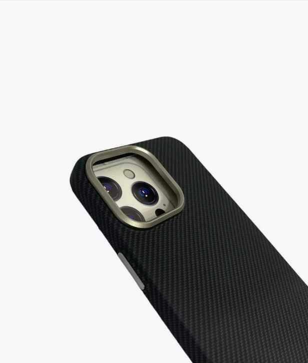 Чехол карбон Luxo для iPhone 15 Pro Max, с поддержкой MagSafe / кевлар / тёмно-синий