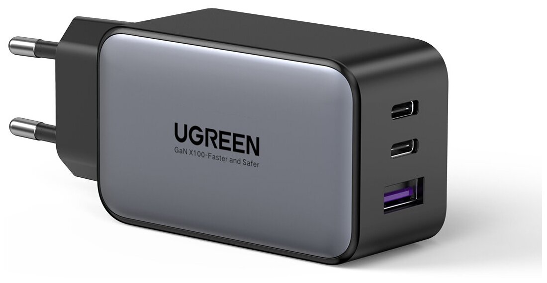 Ugreen 65 W GaN Tech Fast Charger (2 USB, USB Type-C), чёрный
