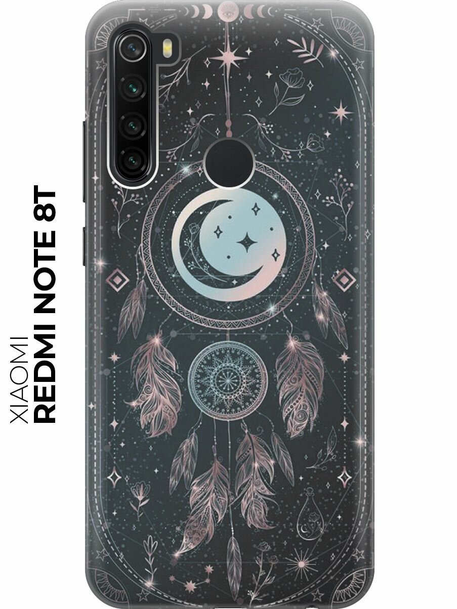 Силиконовый чехол Ловец снов и месяц на Xiaomi Redmi Note 8T / Сяоми Редми Ноут 8Т с эффектом блика