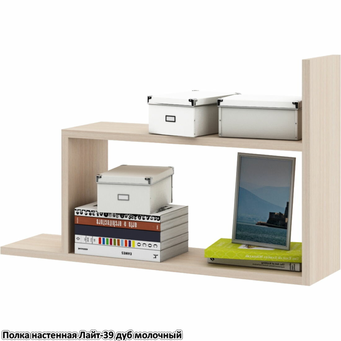 Полка Лайт-39 Дуб-молочный, ЛДСП, МФ Владимир VMF, 70х43,2х17 см.