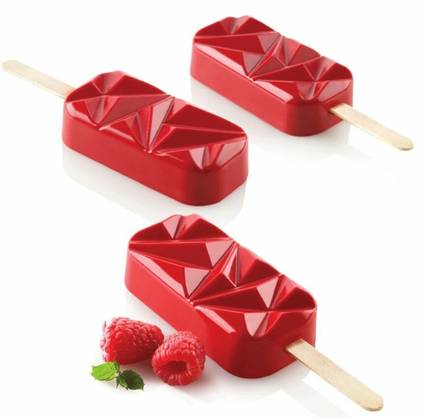 Силиконовая форма Эскимо с гранями 4 ячейки (Набор из 1 шт.)