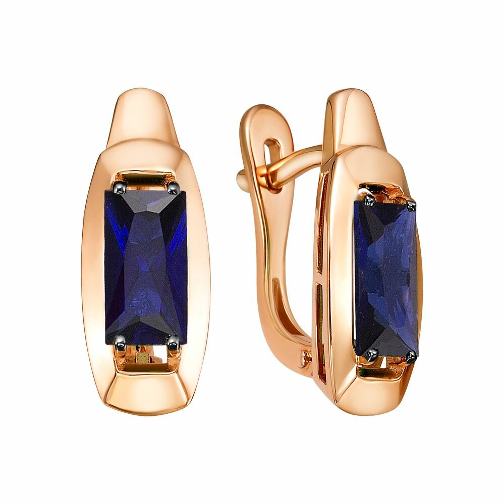 Серьги, золото, 585 проба, сапфир