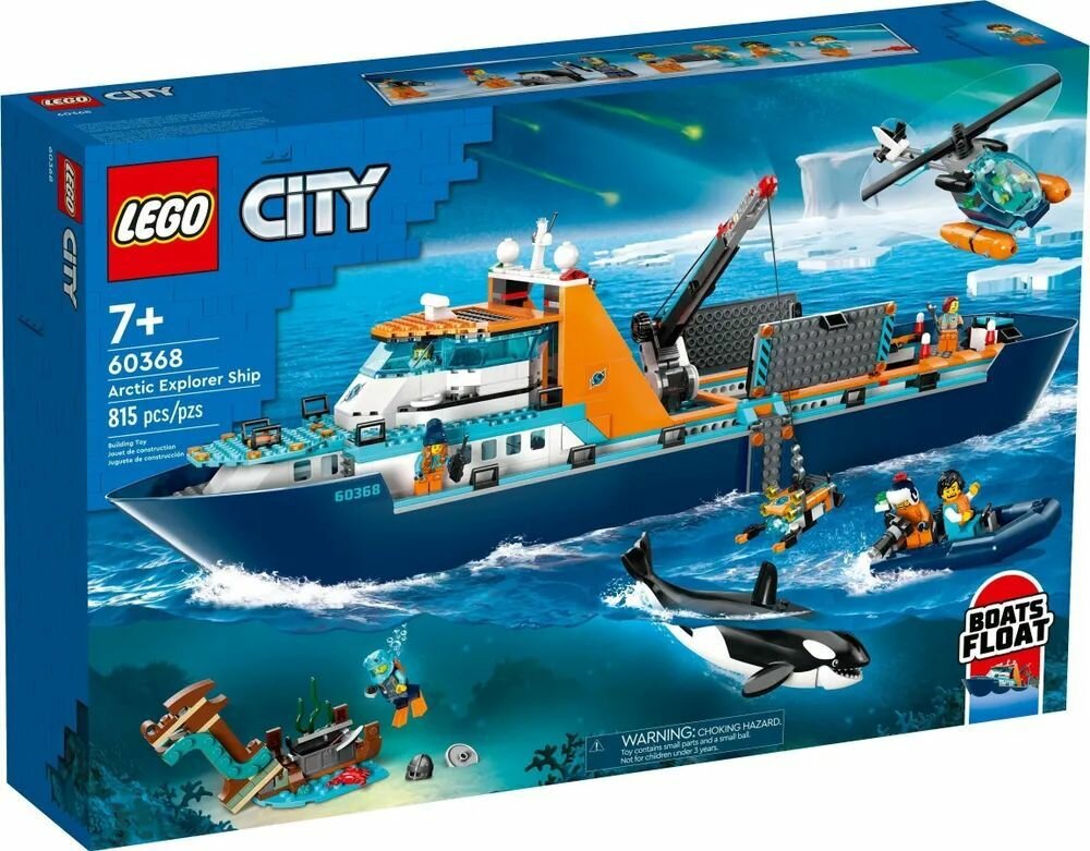 Конструктор LEGO City 60368 "Лодка исследователей Арктики", 815 деталей, от 7 лет