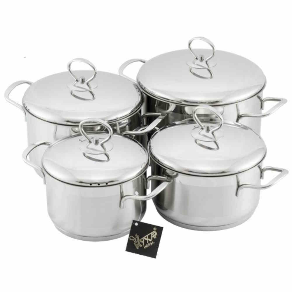 Набор посуды Кухар "Лотос Классика" 8пр. метал. кр. нержавеющая сталь, для всех типов плит