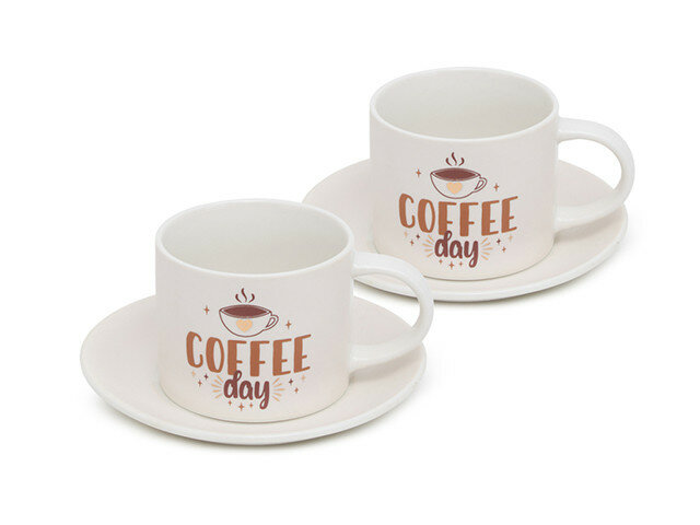 3707 FISSMAN Набор из 2-х чашек 240 мл COFFEE DAY с блюдцами (фарфор)