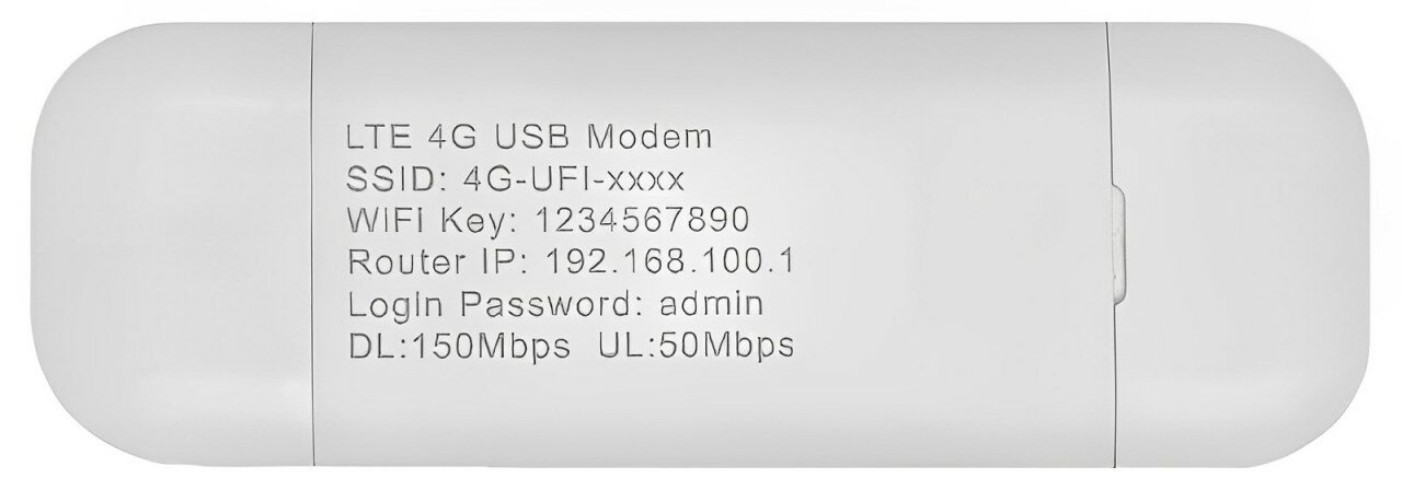 4G модем CARCAM 4GMF-USB Wi-Fi/4G LTE/3G, 150 Мбит/с, белый, компактный — фото 1