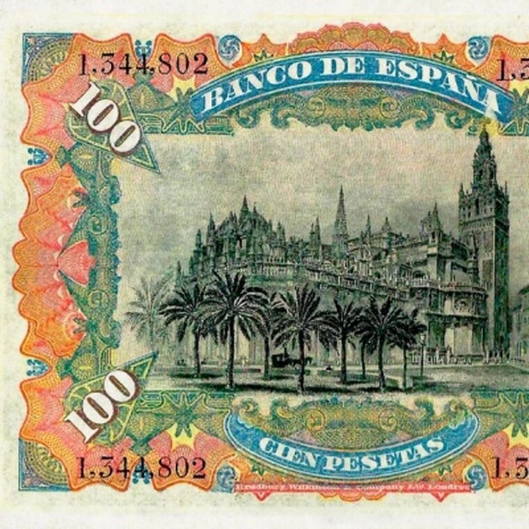 Испания 100 песет 1907 года, II выпуск, сувенирная копия, банкноты и купюры редкие коллекционные