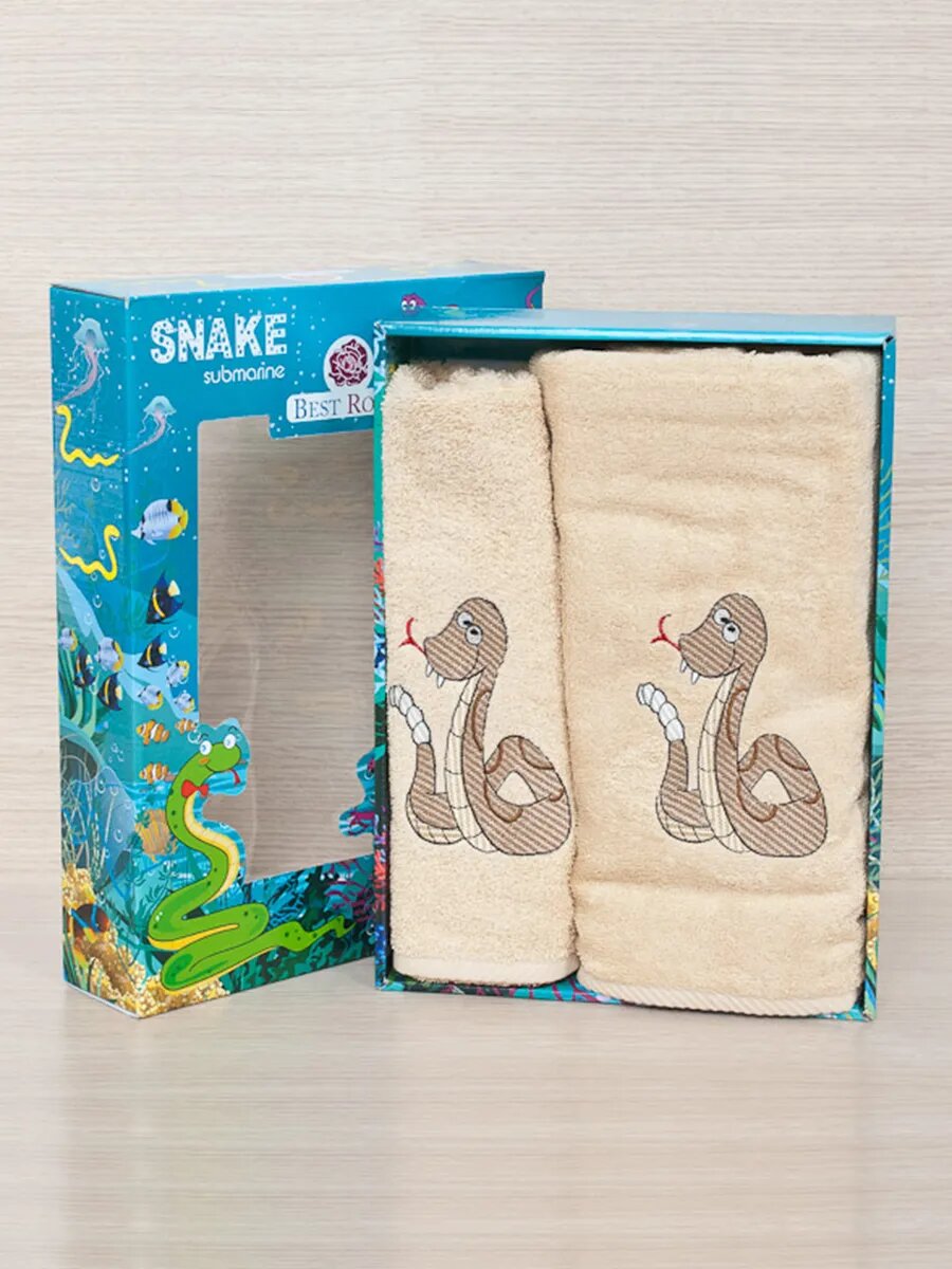 Набор полотенец со змеей к году змеи полотенца 50х90, 70х140