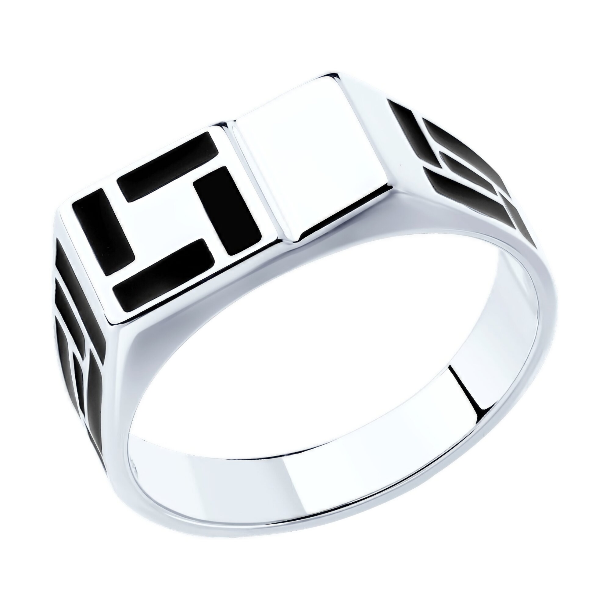 Печатка, серебро, 925 проба, родирование, эмаль