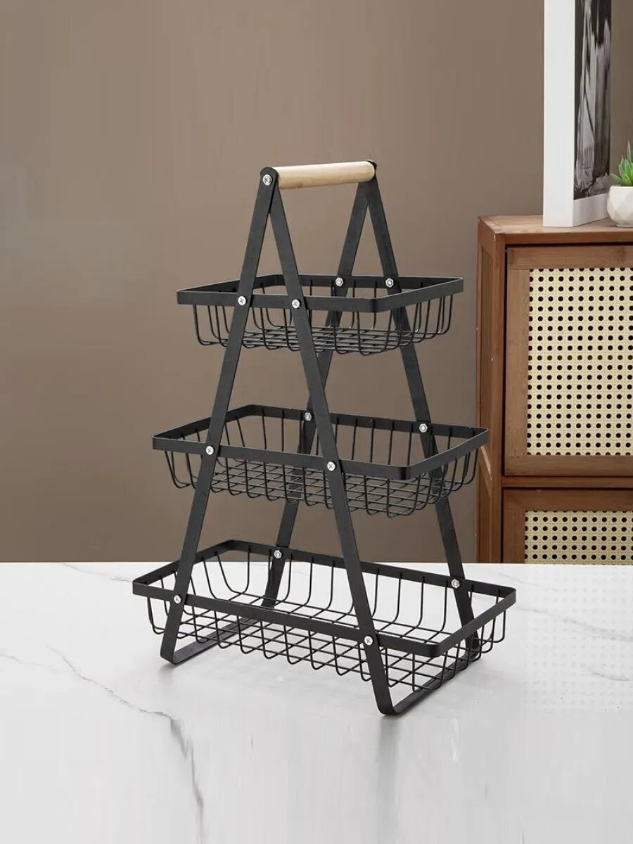 Трехъярусная металлическая фруктовница