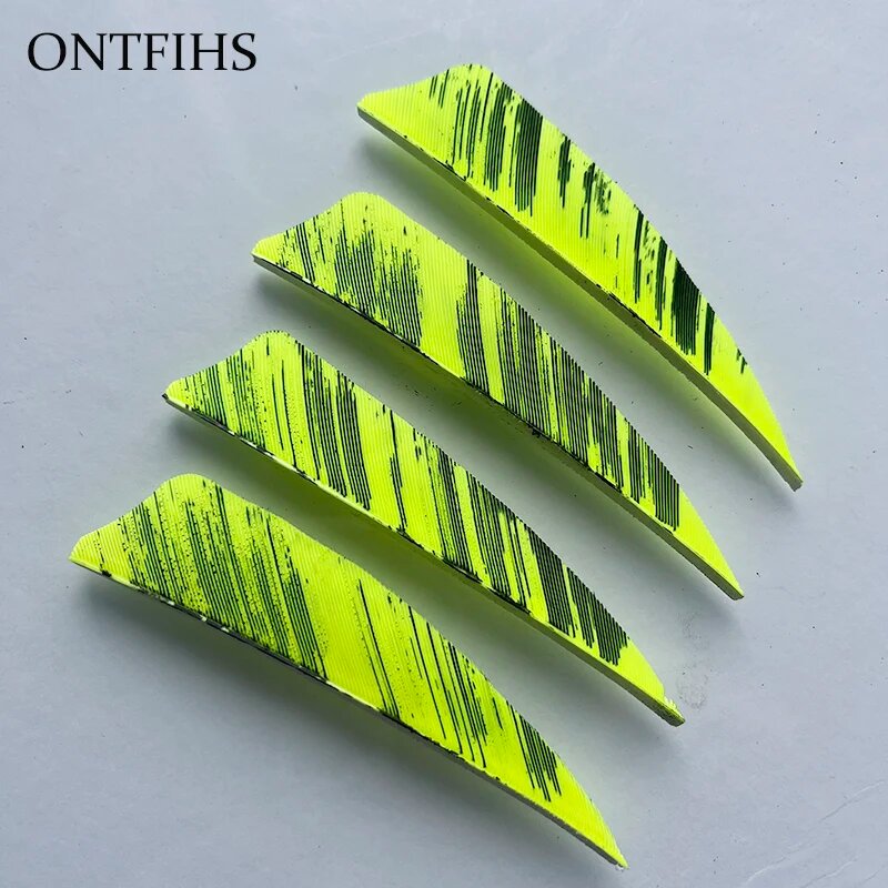 Перья для стрел ONTFIHS 50 шт, 3 дюйма, натуральные Зеленый, Fluorescent Yellow